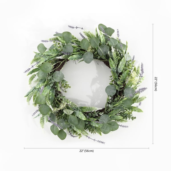 SAFAVIEH Faux 22-inch Eucalyptus Leaf & Fennel Wreath - Bed Bath ...