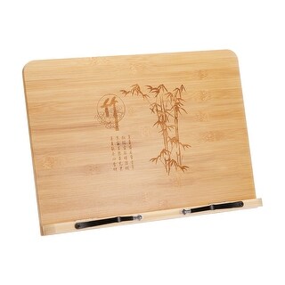 15.4x11" Book Stand, Bamboo Pattern Book Holder with Clips, Wood Color ...
