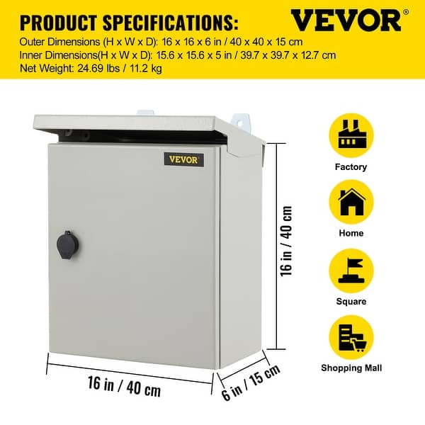 VEVOR UL Certified NEMA 4 Outdoor Electrical Enclosure IP65 Cold-Rolled ...