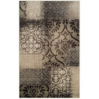 4' X 6' Tan And Brown Damask Distressed Stain Resistant Area Rug - 3'6 ...
