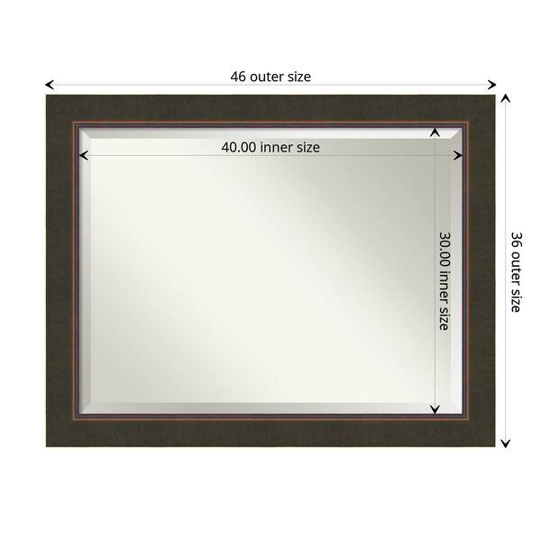 Beveled Wood Bathroom Wall Mirror - Milano Bronze Frame - Outer Size ...