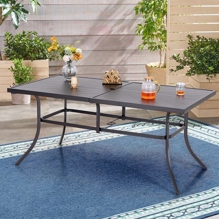Sophia & William Metal Patio Dining Table Black Rectangular Outdoor ...