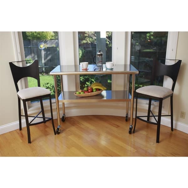 2ft x 4ft Stainless Steel Top Kitchen Prep Table with Locking Casters ...