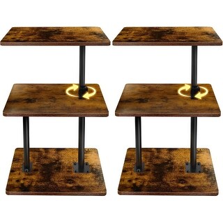 Swivel Side Table for Couch, Adjustable Height Night Stand with Storage ...