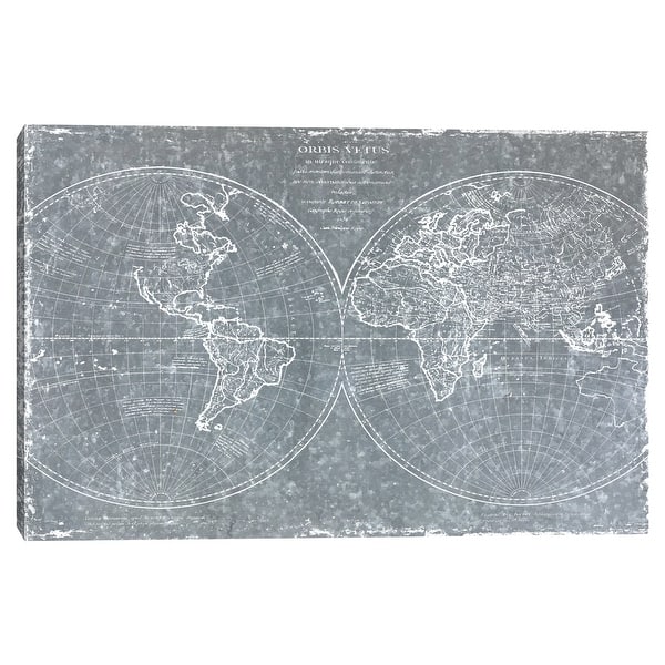 Galvanized World Map by CAD Designs Canvas Art Print - Bed Bath ...