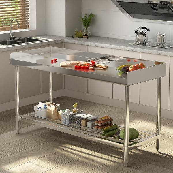 48 x 24 Inches Stainless Steel Table with Adjustable Undershelf and ...