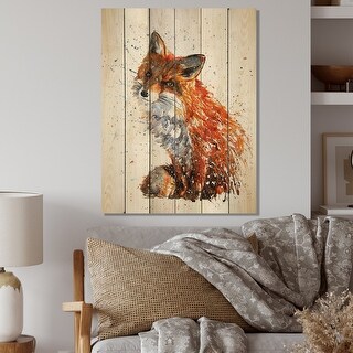 Designart 'Fox Predator' Traditional Wood Wall Art - Natural Pine Wood ...