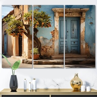 Designart "Cuban Blue Door" Architecture Canvas Wall Art Set - Bed Bath ...