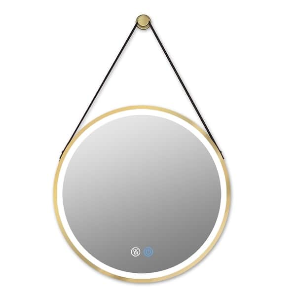 32 Inch Round Frame with Lamp Hanging Bathroom Mirror - 32X32 - Bed ...