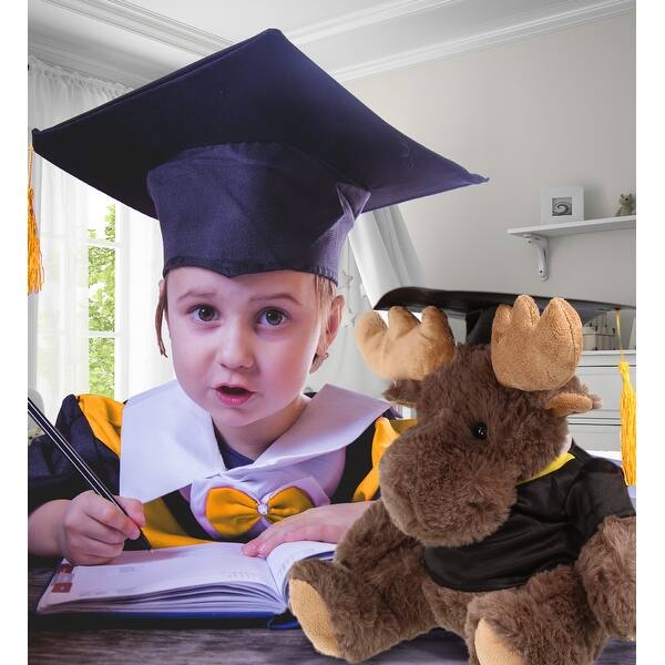 DolliBu Moose Graduation Plush Toy with Gown and Cap with Tassel - 10 ...