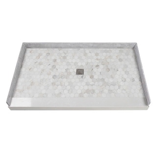 Transolid FPT6036C-HO 60-in x 36-in Pre-Tiled Shower Base with Center ...