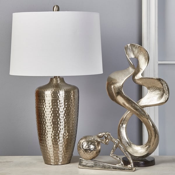 hammered silver table lamp