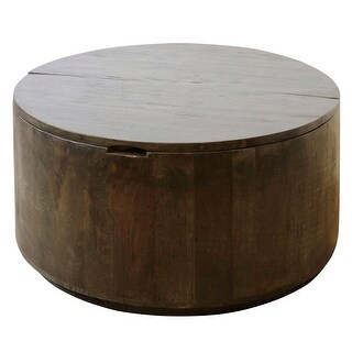 StyleCraft Walter Wood - Round Cocktail Coffee Table With Hinged Lid ...