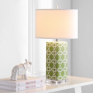 SAFAVIEH Lighting 27-inch Green Quatrefoil Table Lamp (Set of 2) - 15 ...