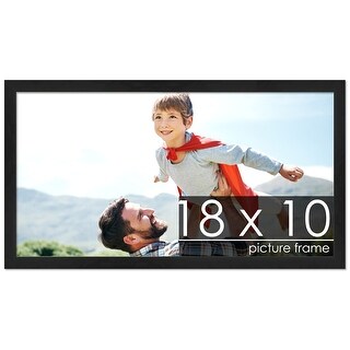 18x10 Lacquer Black Complete Wood Picture Frame with UV Acrylic, Foam ...