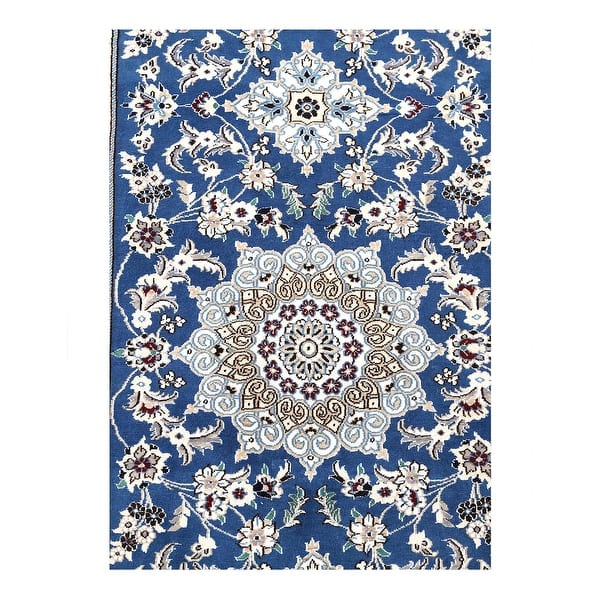 Pasargad Light Blue Persian Hand knotted Silk & wool Nain Runner - 2'09 ...