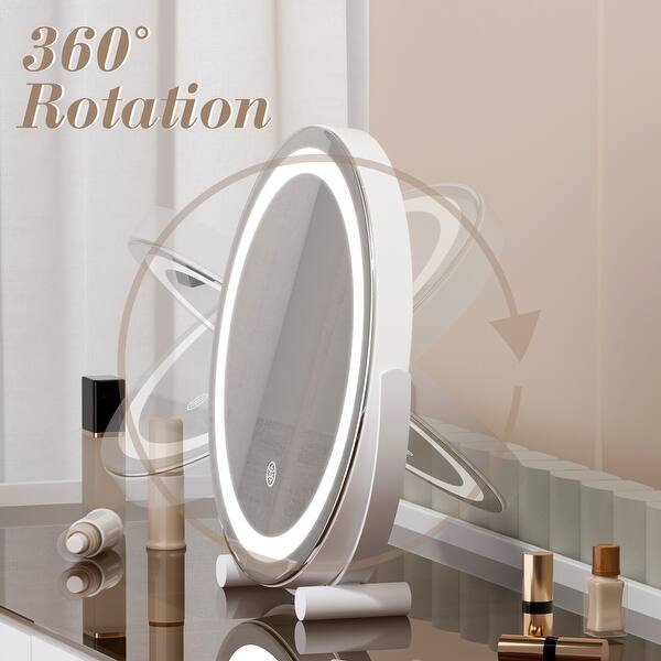 Vanity Mirror Rotation Smart Touch Makeup Mirror with LED Mirror - 12* ...
