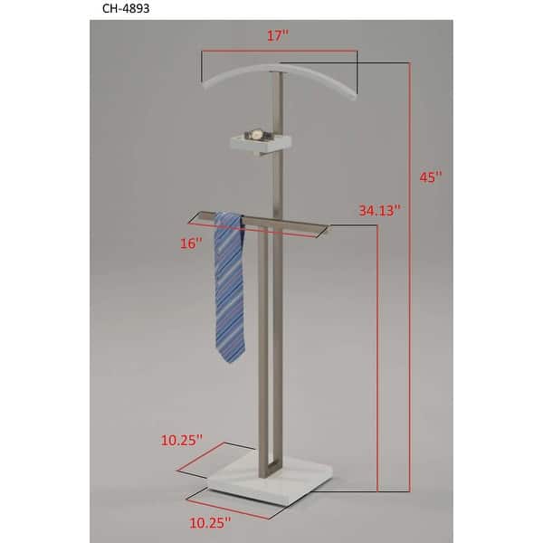 Chrome Metal Valet Stand with Wood Shelf - Bed Bath & Beyond - 39217787