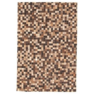 ECARPETGALLERY Handmade Cowhide Patchwork Dark Brown Leather Rug - 3'11 ...