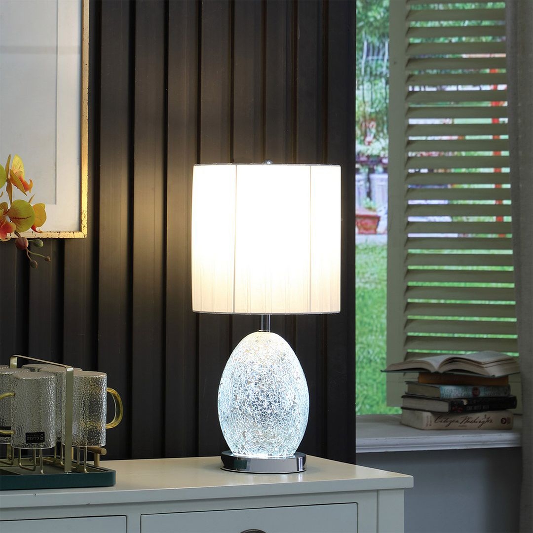 Glass table lamp white shade store