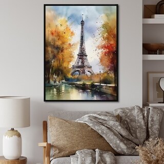 Designart "Pastel Eiffel Tower In Paris Iii" City Paris Framed Wall Art ...