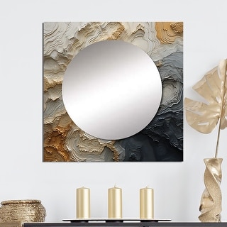 Designart "gold and beige river spiral" Abstract Painting Wall Mirror ...