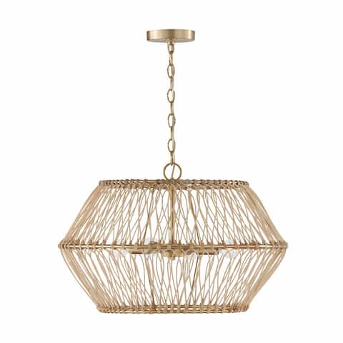 Wren 1-light Matte Brass Large Pendant w/ Handcrafted Rattan ...