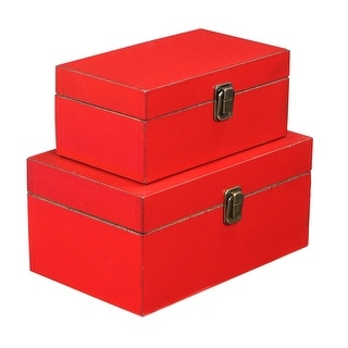 Cheungs Set of 2 Simple Wooden Red Treasure Box - Bed Bath & Beyond ...