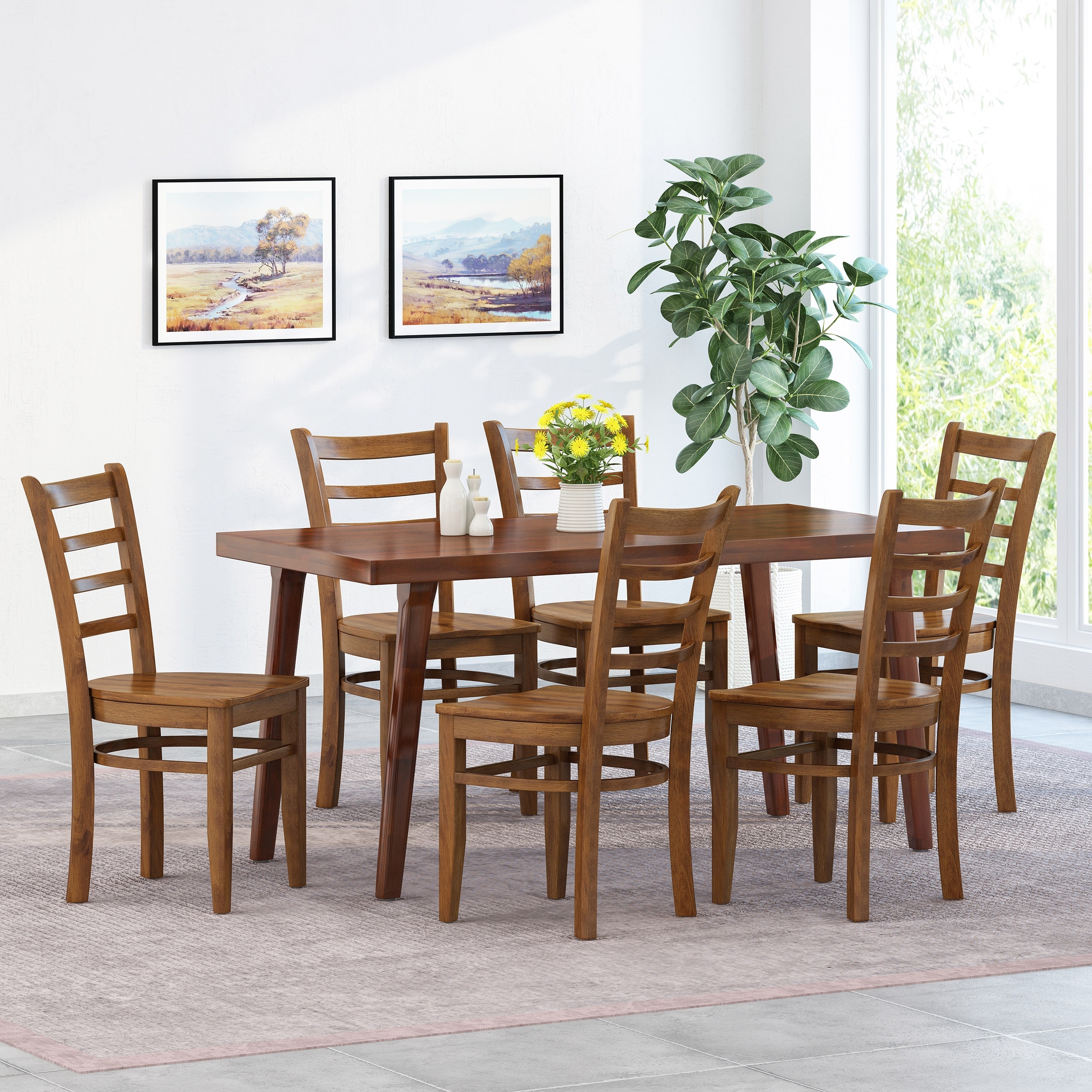Prestage Rubberwood Dining Chairs (Set of 6) by Christopher Knight Home ...