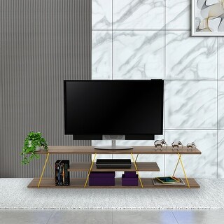 Modern 56 in. Wood TV Stand with 4 Storage Shelves Fits TV's up to 60 ...