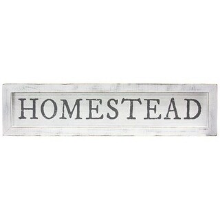 Homestead White Framed Sign - 7.5" high by 30" wide by .75" deep. - Bed ...