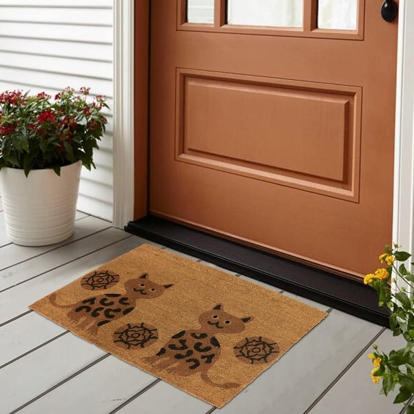 George Towne Living-OVERSIZED-24x36 Outdoor Coir Mat-Welcome Kitties ...