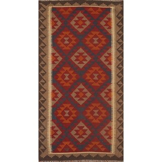 Kilim Reversible Decorative Runner Rug Hand-woven Wool Carpet - 3'5" x ...