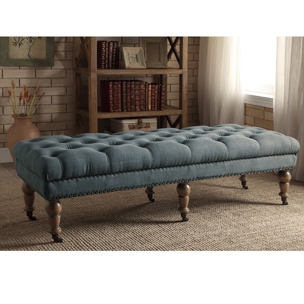 Copper Grove Pereiaslav 62 inch Tufted Light Blue Bench On Sale Bed Bath Beyond 11016952