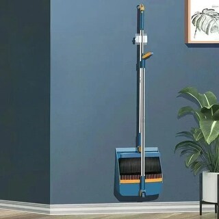 Space Saving Vertical Folding Broom and Dustpan Set Perfect for Quick ...