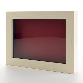 White Wash 12x24 Wood Shadow Box with Red Acid-Free Backing - With 5/8 ...