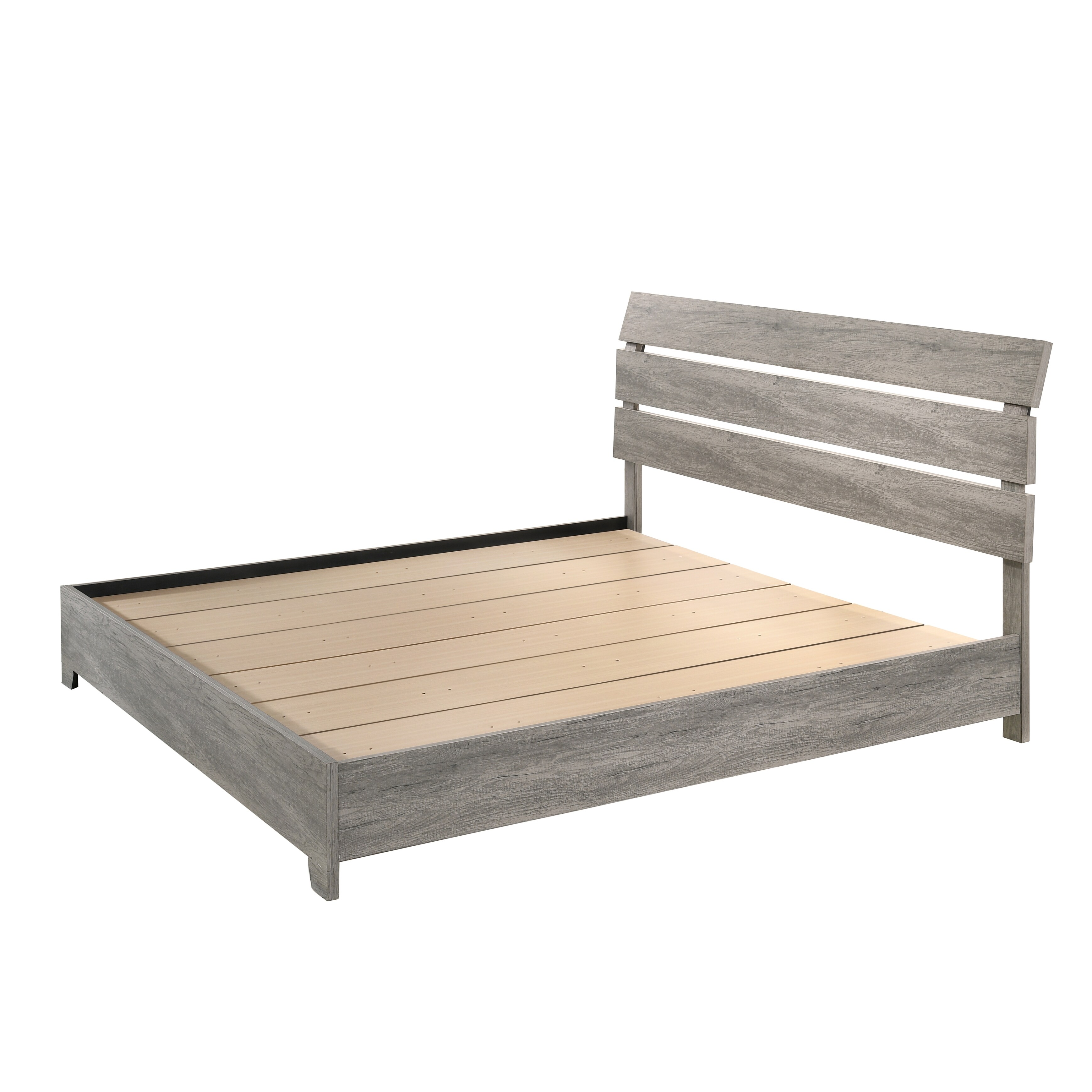 Perrine 3 Piece Gray Platform Bedroom Set