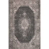 Domani Grove Machine Washable Distressed Grey Medallion Area Rug - On ...
