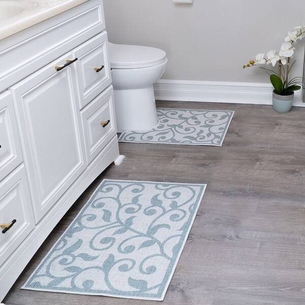 Toilet Mat Set - 2-Piece Designer Print Bathroom Contour Rugs Combo ...