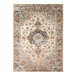 HomeRoots 8' x 10' Orange and Ivory Medallion Power Loom Area Rug - 8 ...