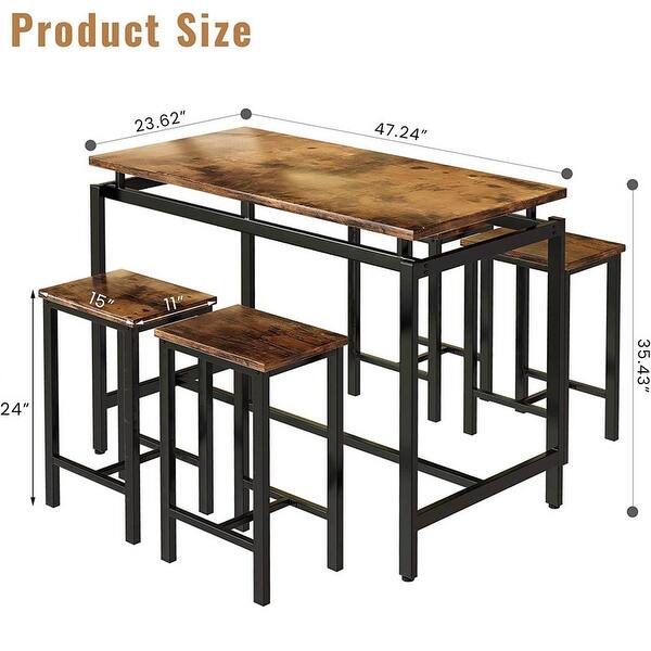 Grondin Rustic Industrial Style 5-Piece Dining Set with Rectangle Dinng ...