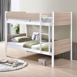TWIN-TWIN Convertible Bunk Bed, Wooden Platform Bed Frame with Inbuilt ...