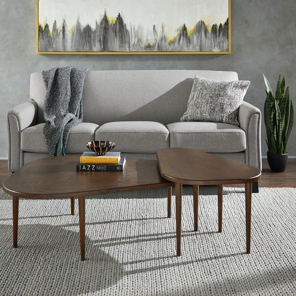 Tirana Wood Finish Teardrop 3 Legs Nesting Coffee Tables by iNSPIRE Q ...