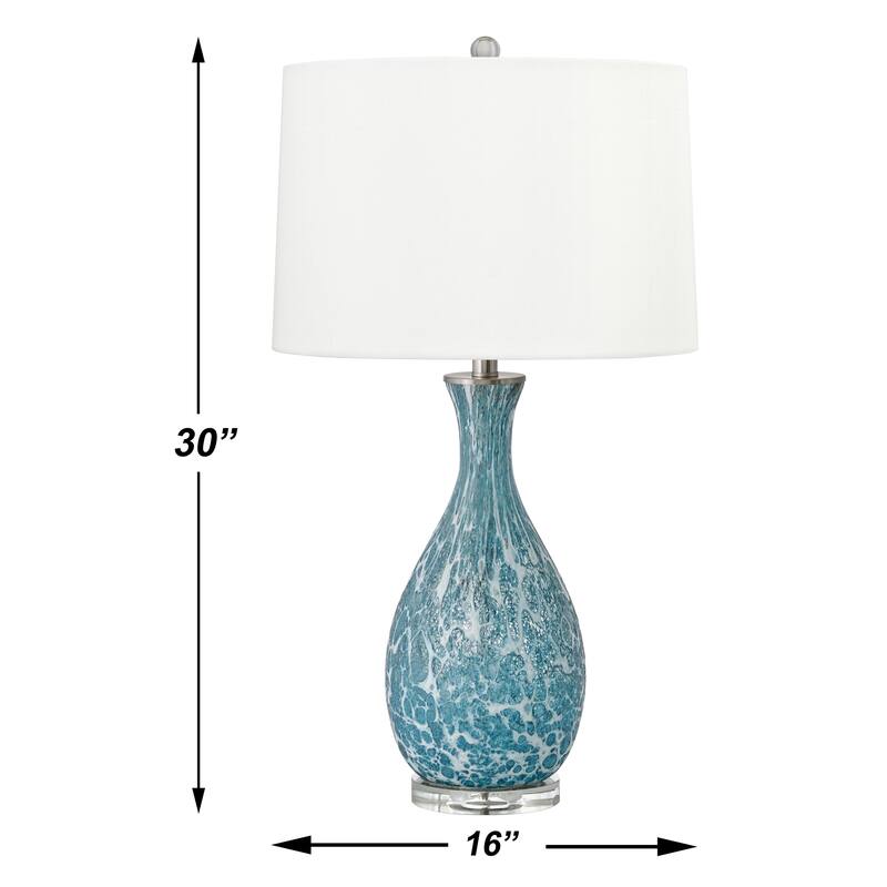 Scafati 30 inch Blue and White Fused Glass Table Lamp - Overstock ...