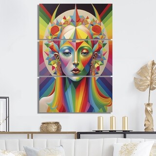 Designart "Abstract Rainbow Portrait VII" Modern Woman Canvas Art Print ...