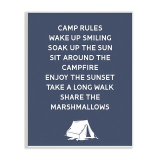 Stupell Camp Rules Text Sign Enjoy Camping Tent Motif Wood Wall Art ...
