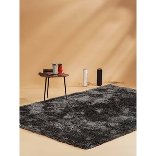 Hand Tufted Shag Polyester Area Rug Solid Charcoal K00111 - 3'x5' - Bed ...