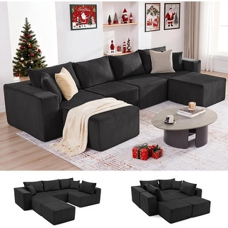 135.4-inch Modular U-Shaped Sectional Sofa with Deep Seat, Plush ...