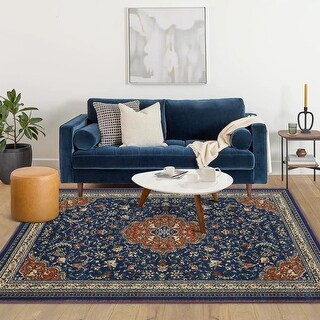 Area Runner Rug, Navy Blue & Orange - Bed Bath & Beyond - 40803265