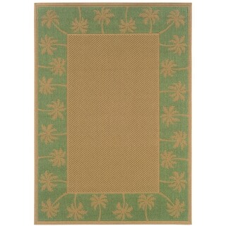 Inverness Beige Green Border Outdoor Casual Area Rug - Bed Bath ...